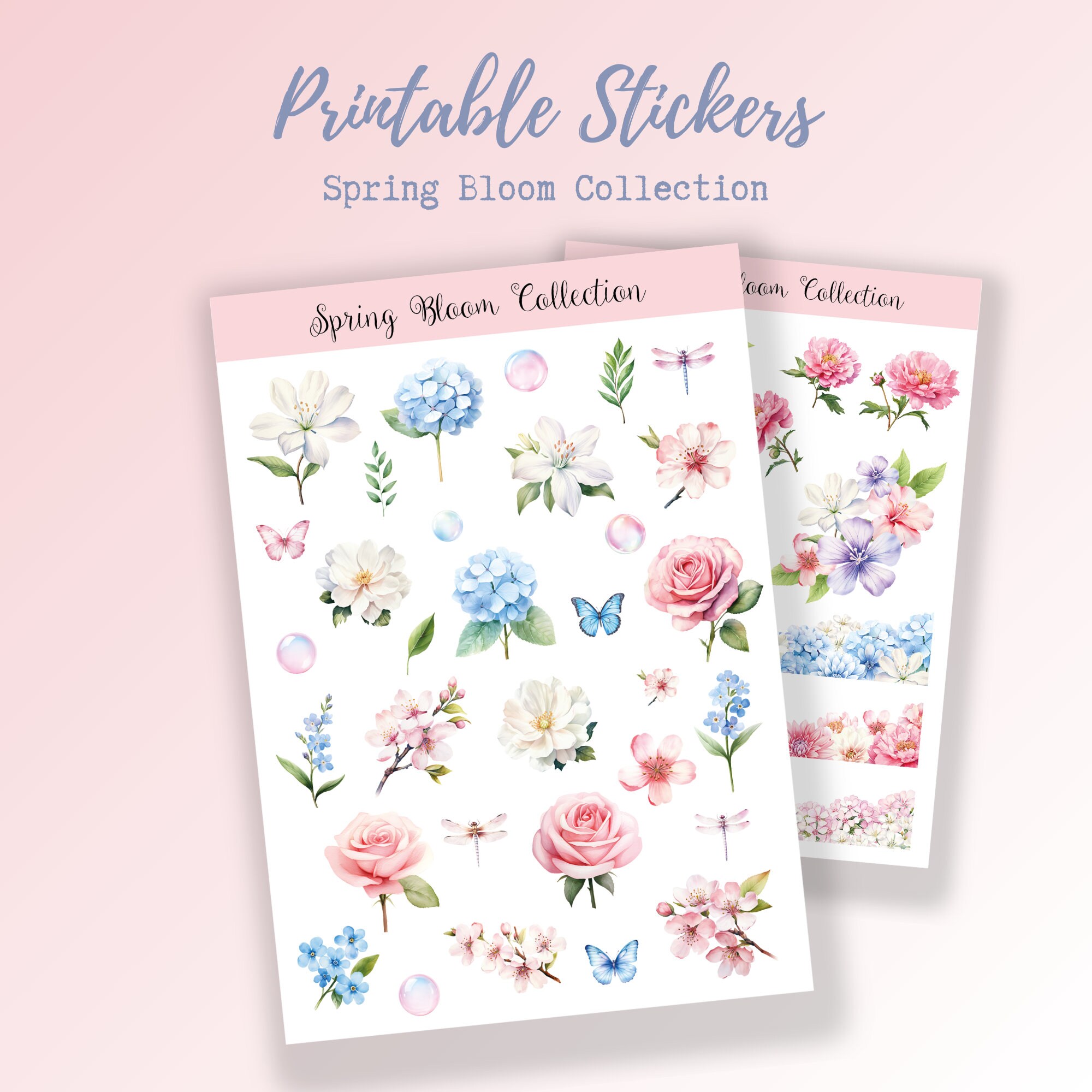 Spring Bloom Collection Printable Stickers, Printable Planner Stickers ...