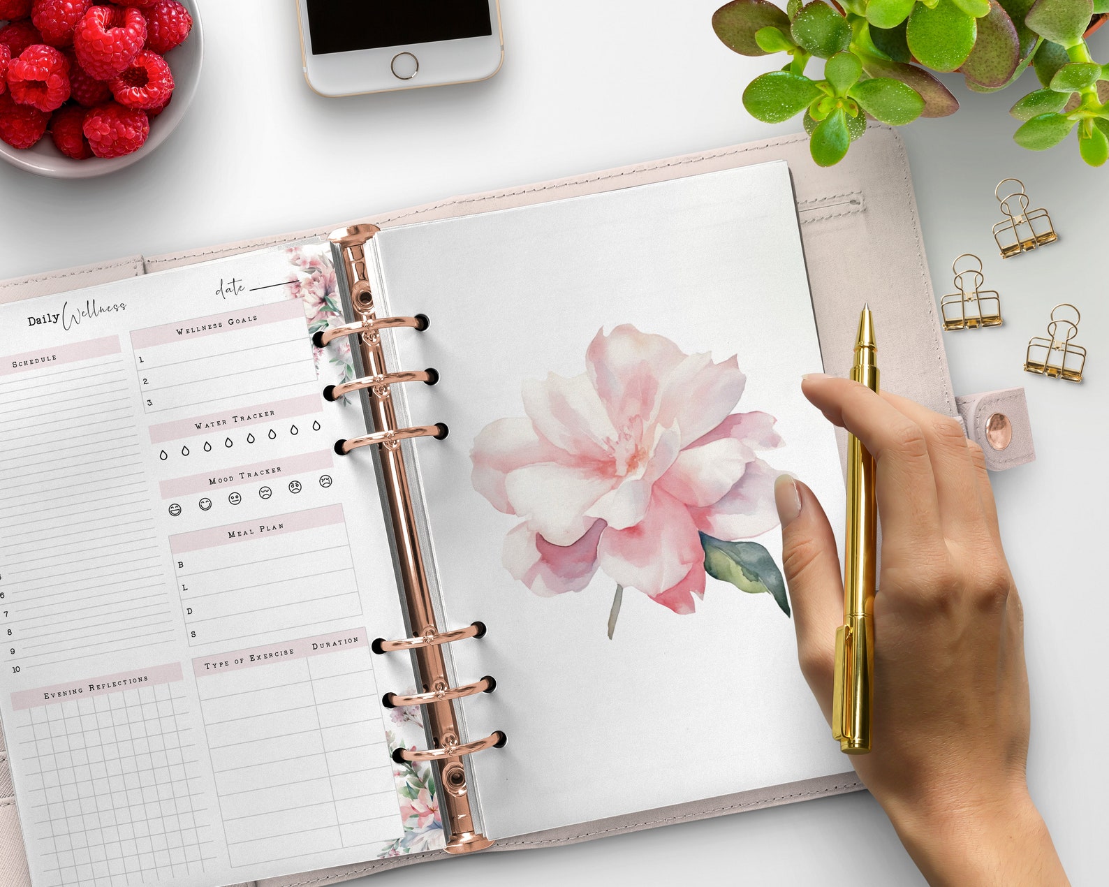 A5 Flower Planner Dashboard, Printable Planner Cover, Watercolor Flower ...