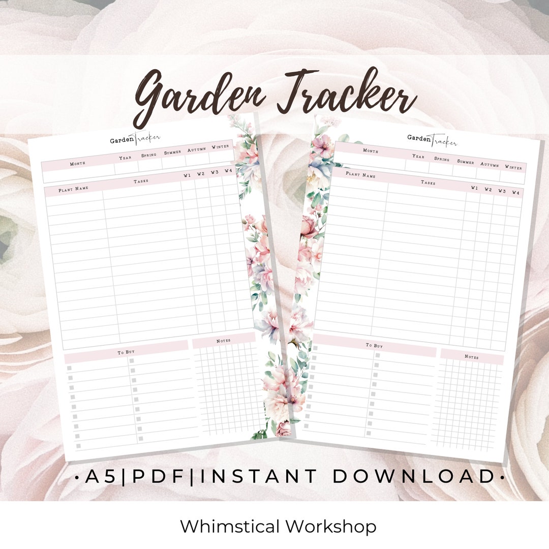 A5 Garden Tracker Planner Insert, Daily Gardening Planner, Plant ...
