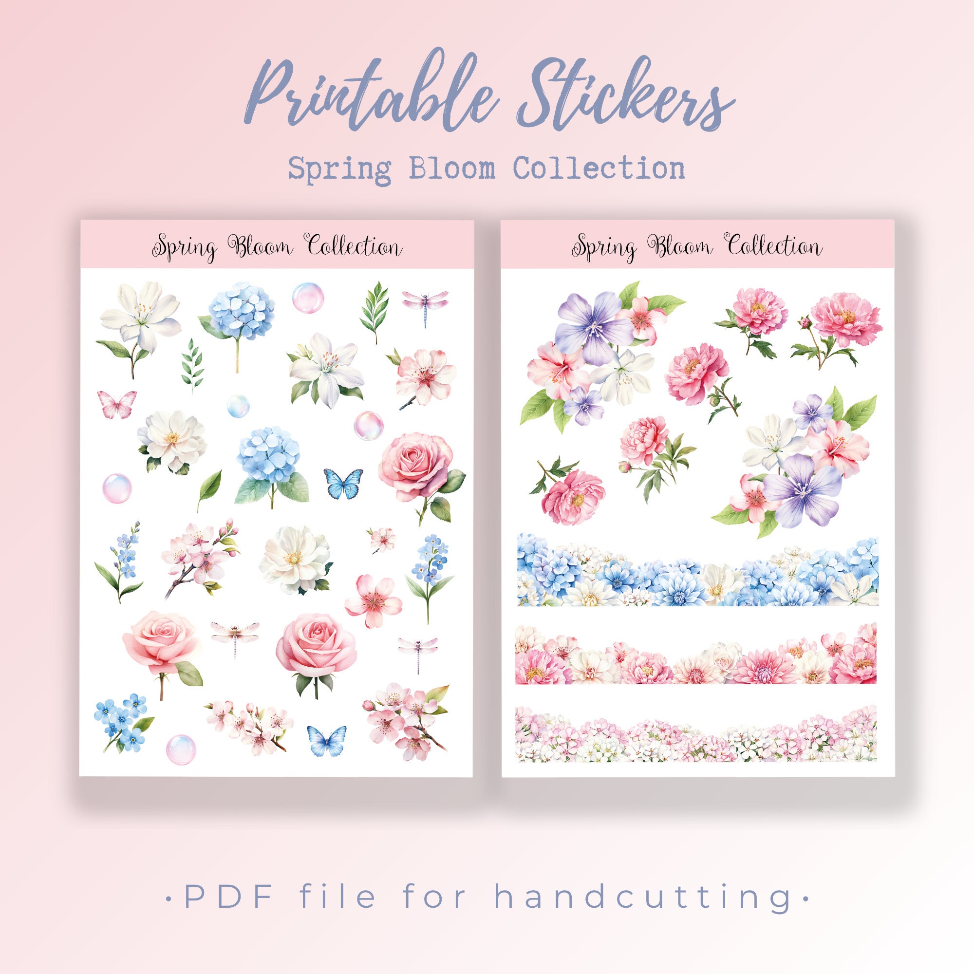 Spring Bloom Collection Printable Stickers, Printable Planner Stickers ...