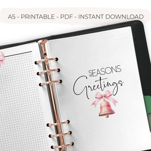 Christmas Holiday Dashboard Printable for A5 Planner, Festive Planner ...