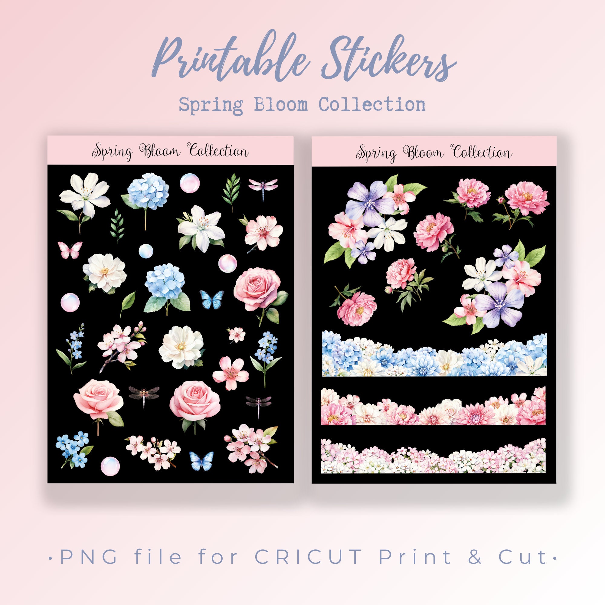 Spring Bloom Collection Printable Stickers, Printable Planner Stickers ...