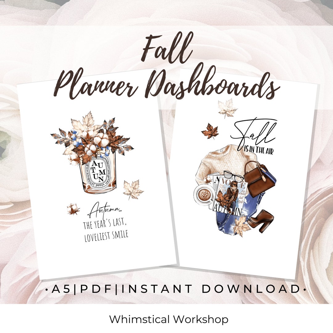 A5 Fall Planner Dashboard, Printable Planner Cover, Fall Motivation ...