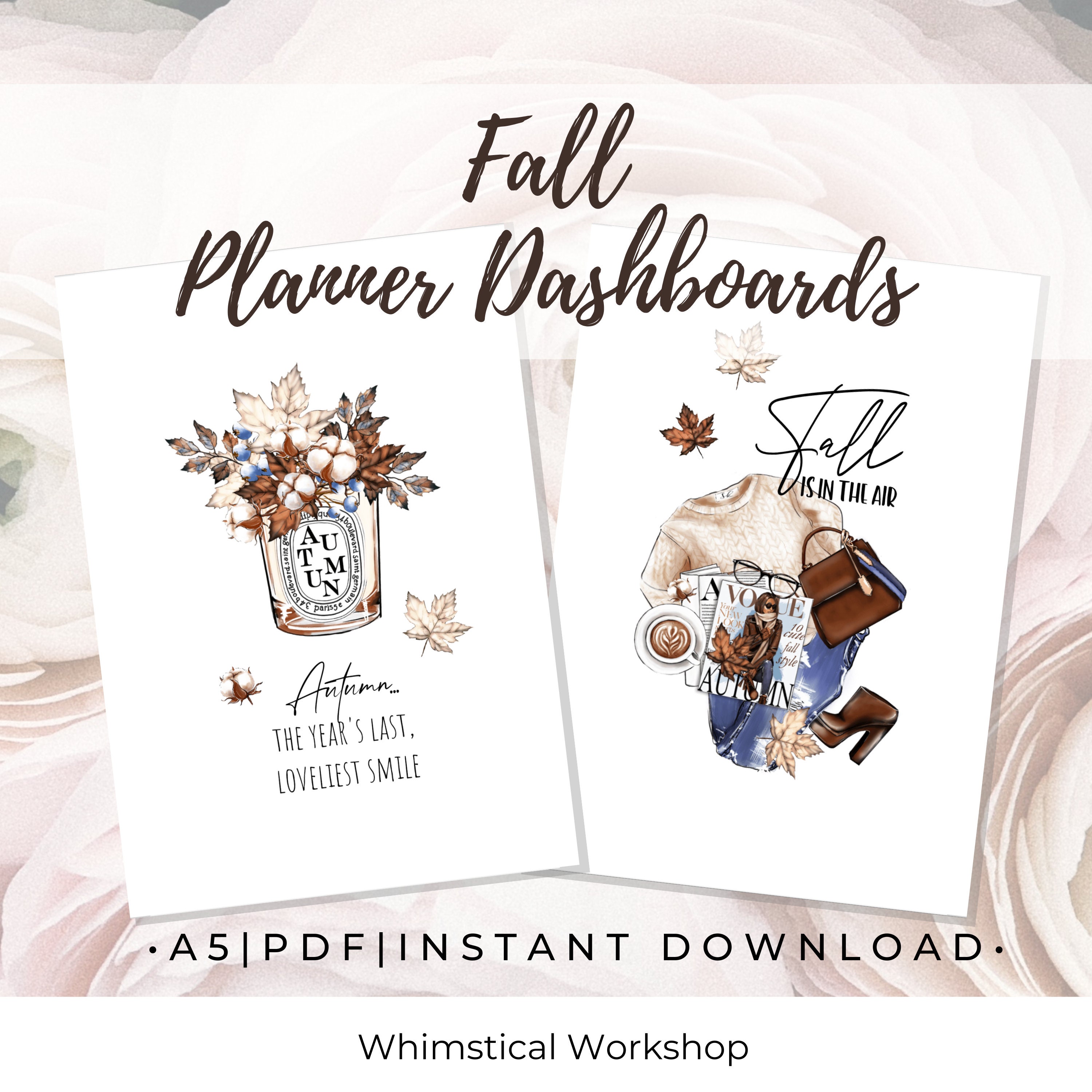 A5 Fall Planner Dashboard, Printable Planner Cover, Fall Motivation ...
