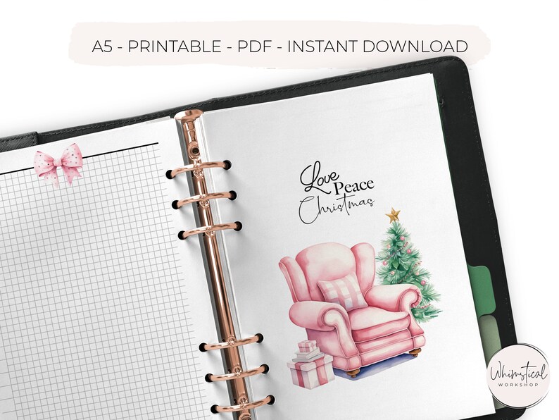 Christmas Holiday Dashboard Printable for A5 Planner, Festive Planner ...
