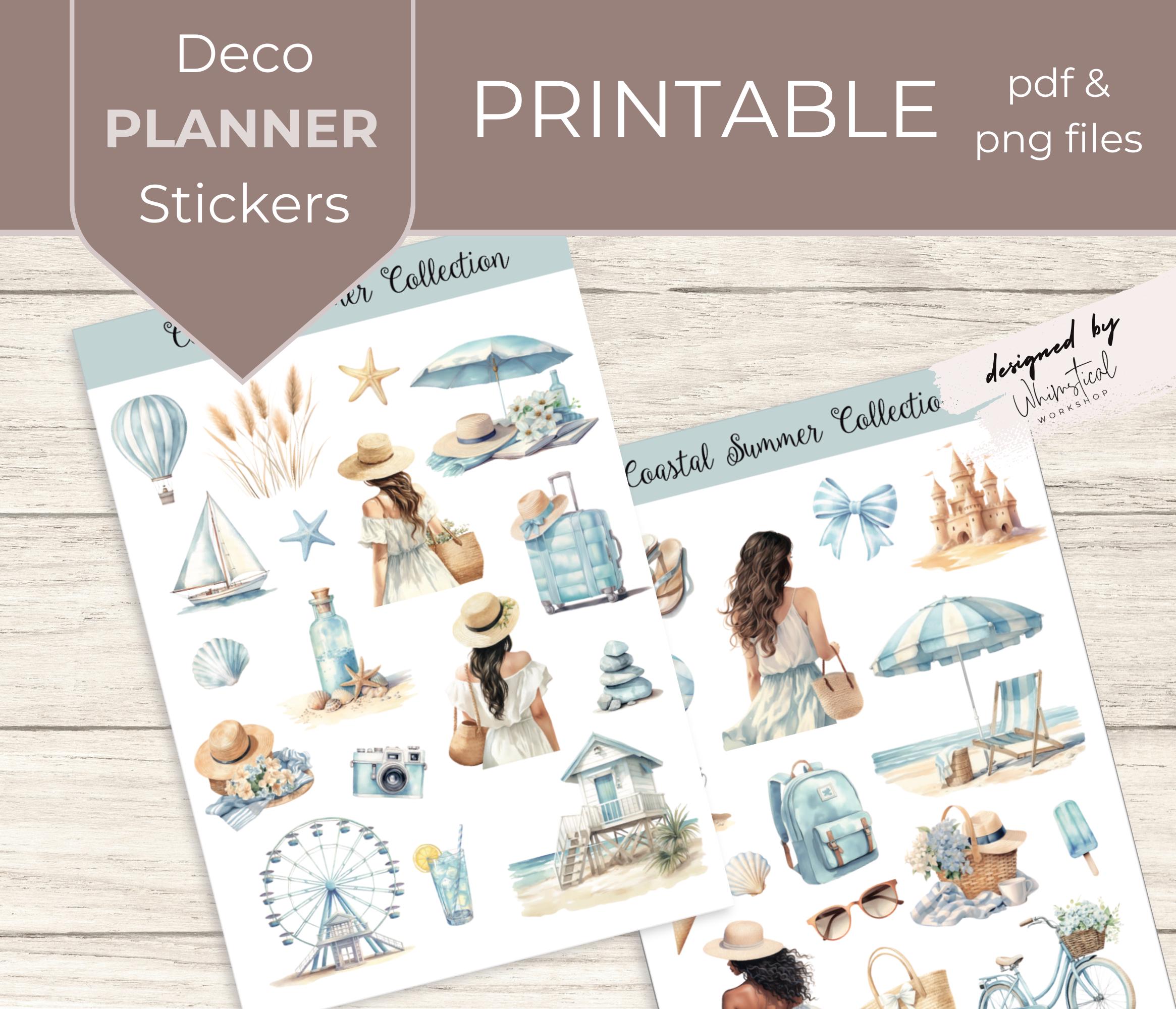 Beach Printable Stickers – Summer Planner Stickers PNG for Journals ...