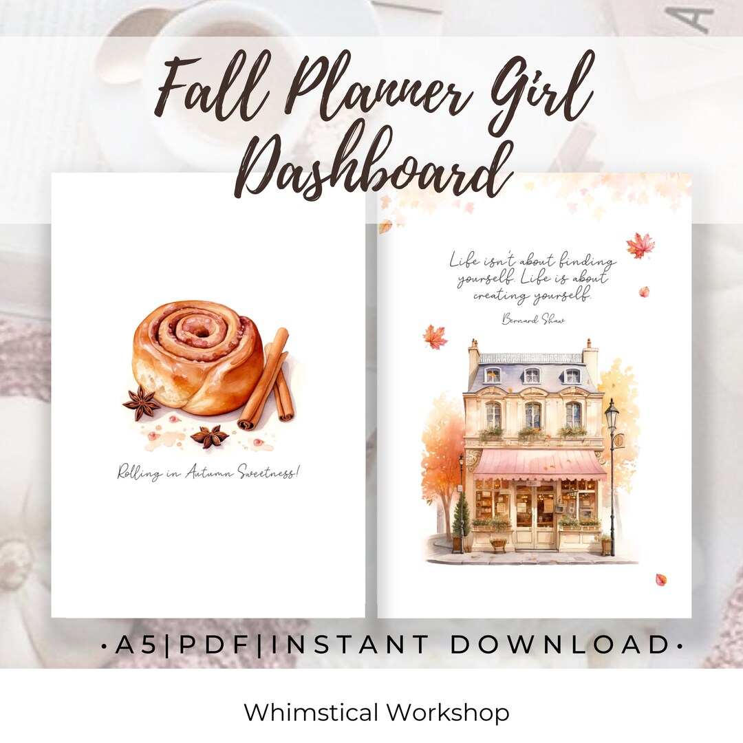 A5 Fall Planner Dashboard, Printable Planner Cover, Autumn Quotes ...
