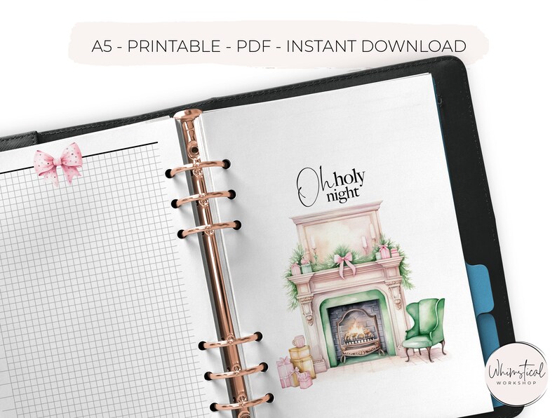 Christmas Holiday Dashboard Printable for A5 Planner, Festive Planner ...