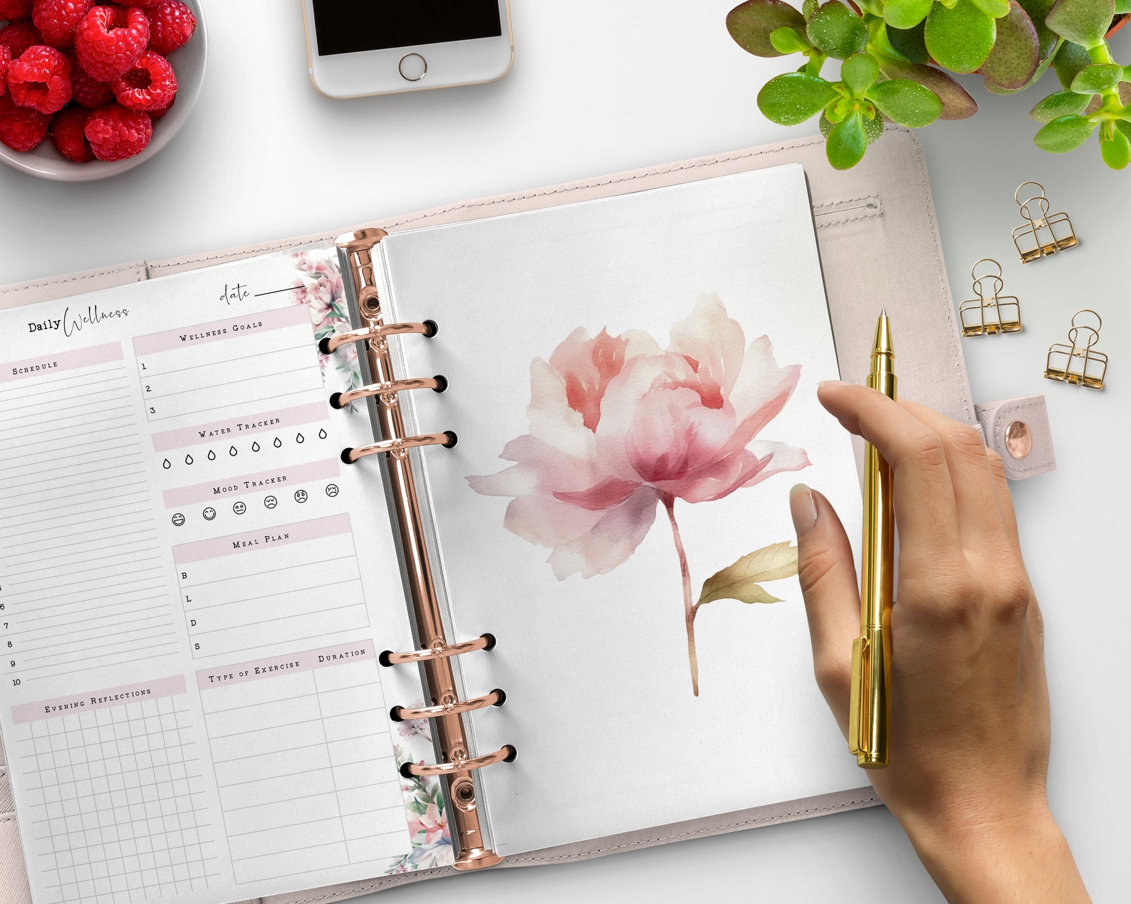 A5 Flower Planner Dashboard, Printable Planner Cover, Watercolor Flower ...