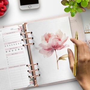 A5 Flower Planner Dashboard, Printable Planner Cover, Watercolor Flower ...