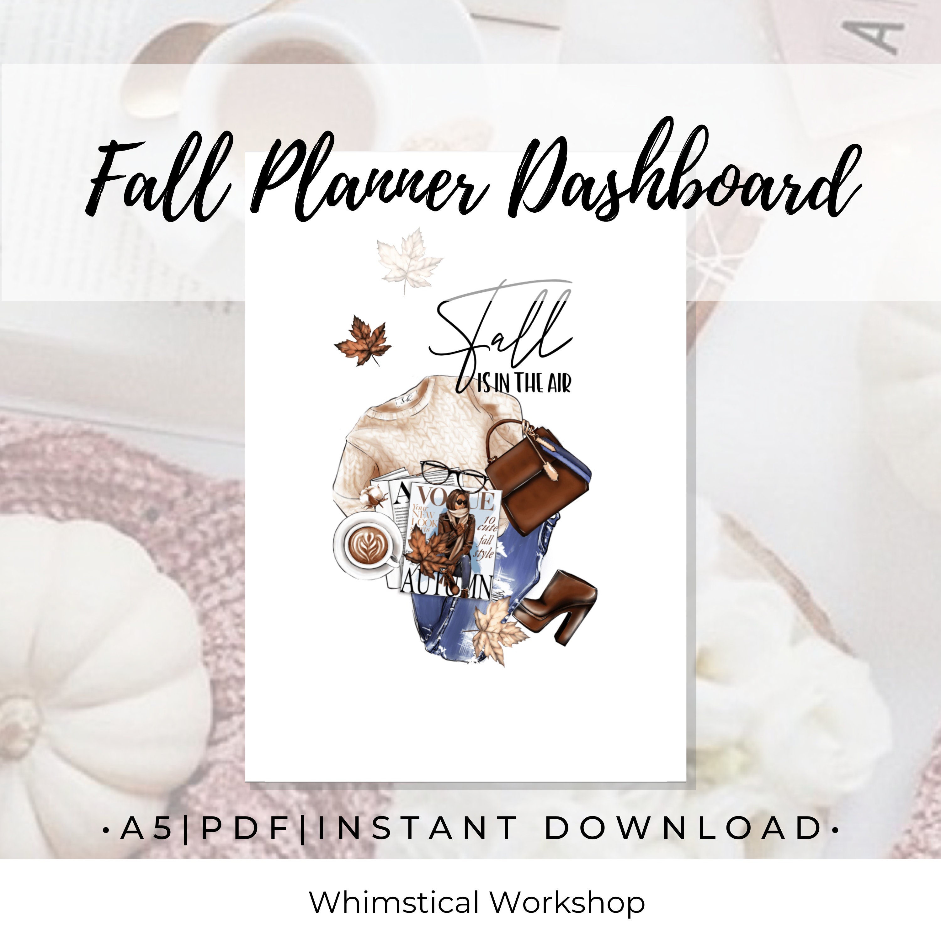 A5 Fall Planner Dashboard, Printable Planner Cover, Fall Motivation ...