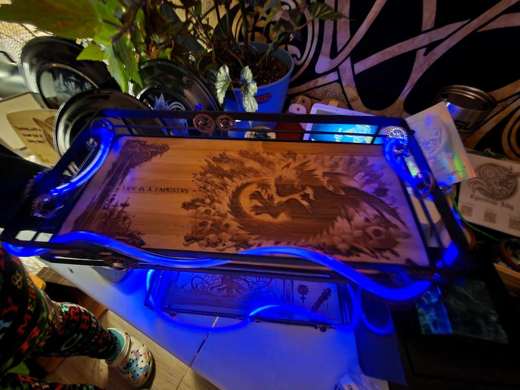 Cybersteam Alley Shelf Multi COLOR Bamboo Custom Engraved Led 9V Power ...