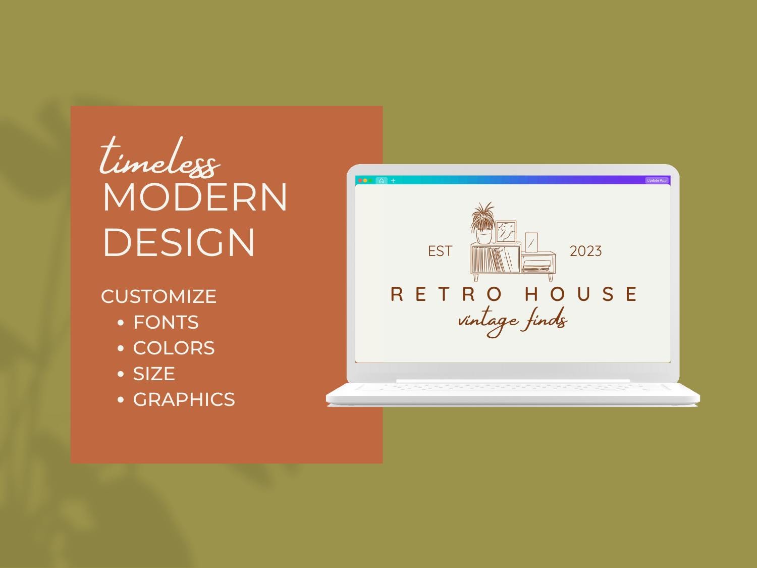 Mid-century Modern Vintage Logo Kit | Branding Canva Kit for Small ...