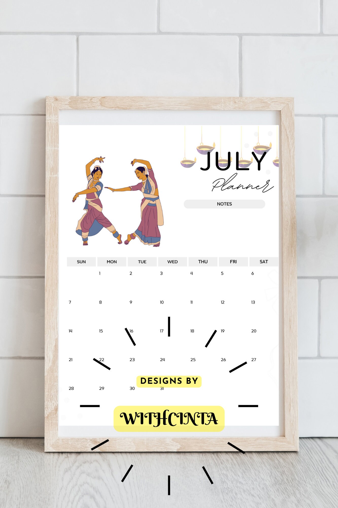 Indian Dance Calendar 2024 | Printable Calendar | Letter Size | Digital ...