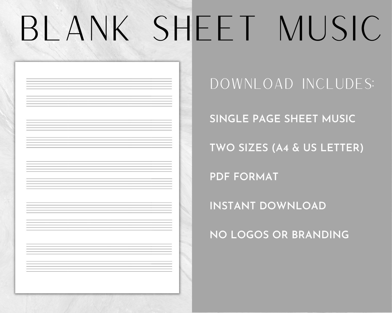 Printable Music Sheets Blank Music Paper Plain Staff Paper Compose ...