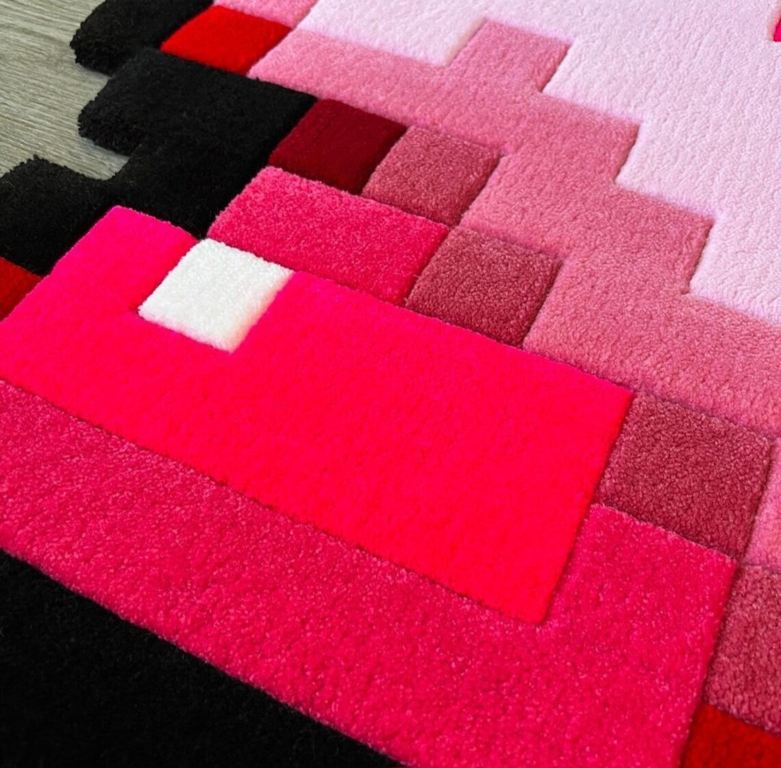 Kirby-pixel-art-hand-tufted Rug | Handmade | Smash | Free Shipping ...