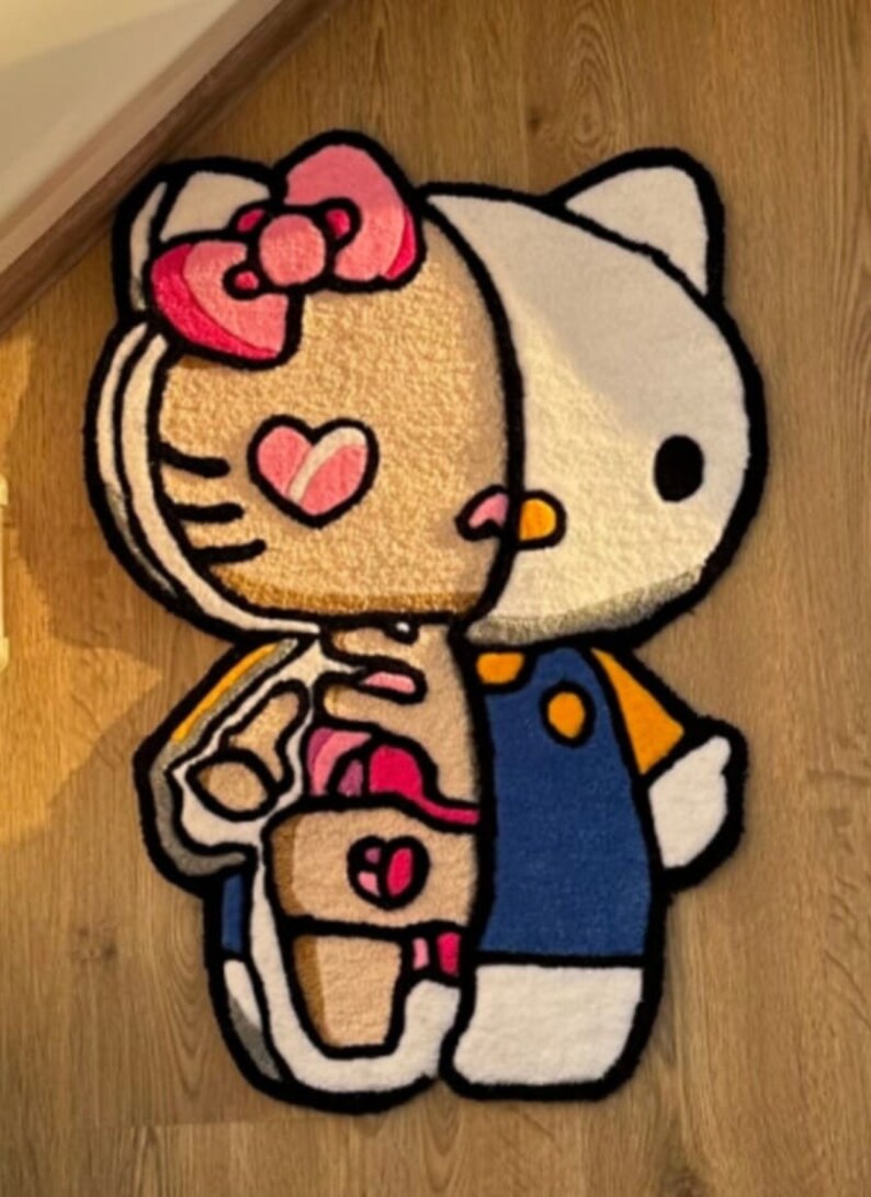 Skeleton Hello Kitty 3D Tufting Rug | Handmade Tufted Rug for Rooms ...