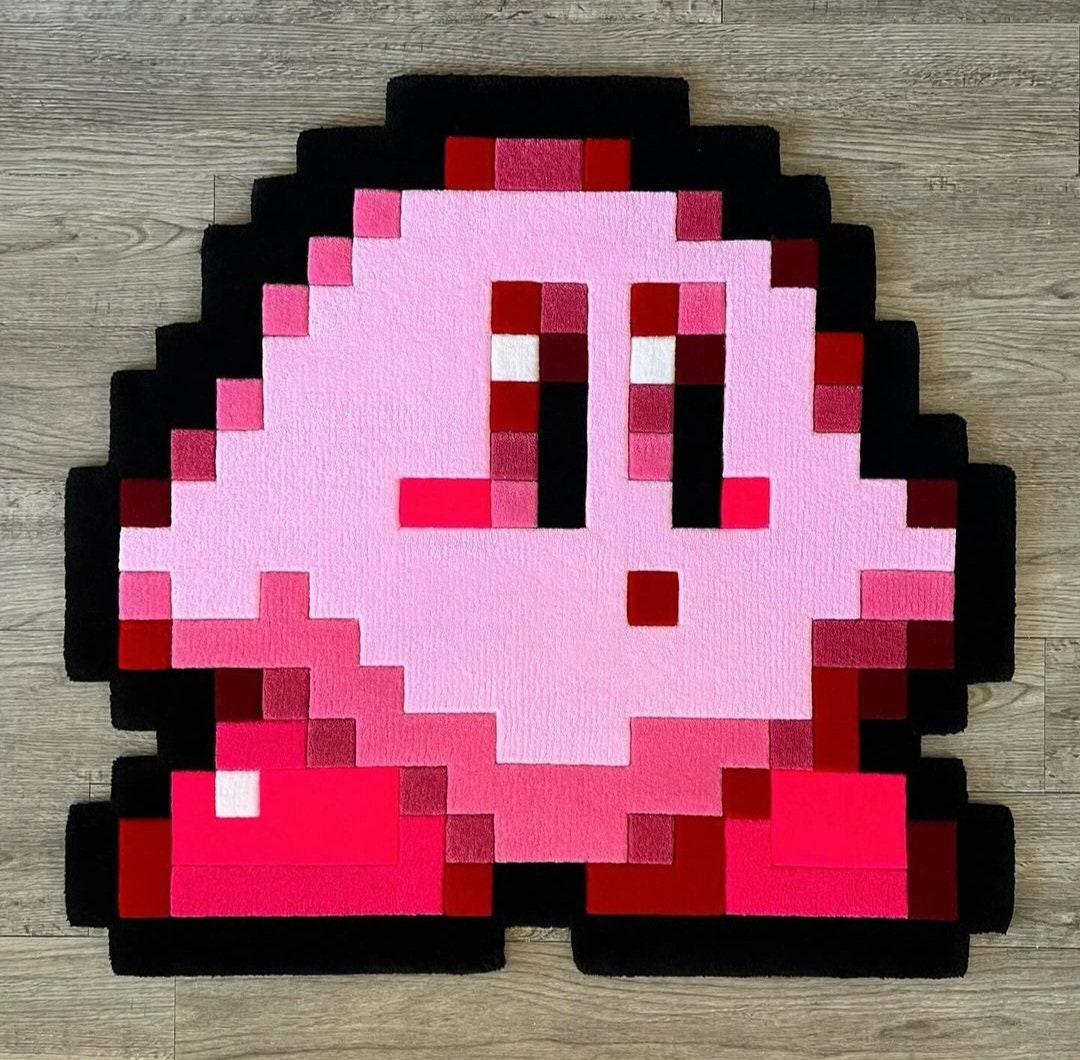 Kirby-pixel-art-hand-tufted Rug | Handmade | Smash | Free Shipping ...