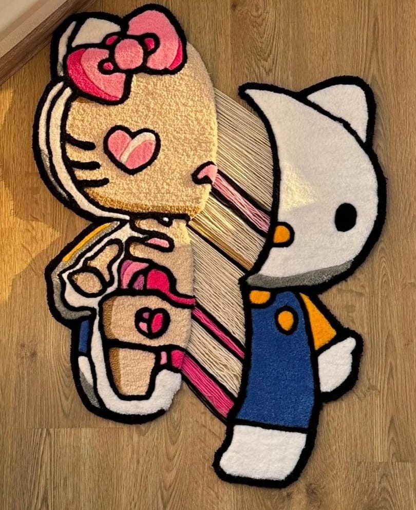 Skeleton Hello Kitty 3D Tufting Rug | Handmade Tufted Rug for Rooms ...