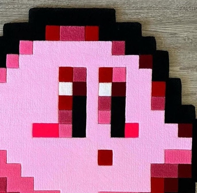 Kirby-pixel-art-hand-tufted Rug | Handmade | Smash | Free Shipping ...