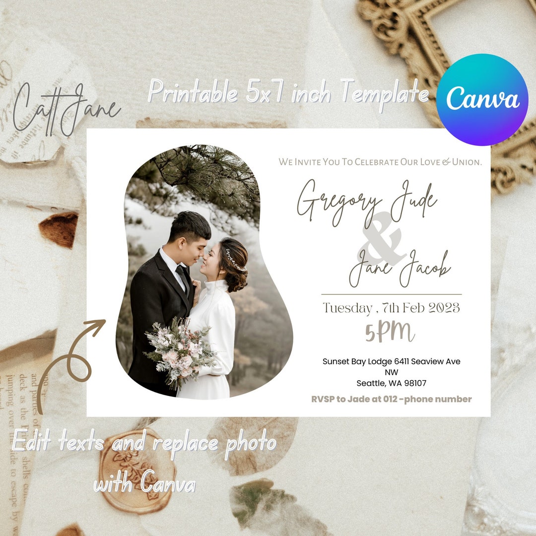 Easy DIY Edit Printable Simple Wedding Invitation L Instant - Etsy