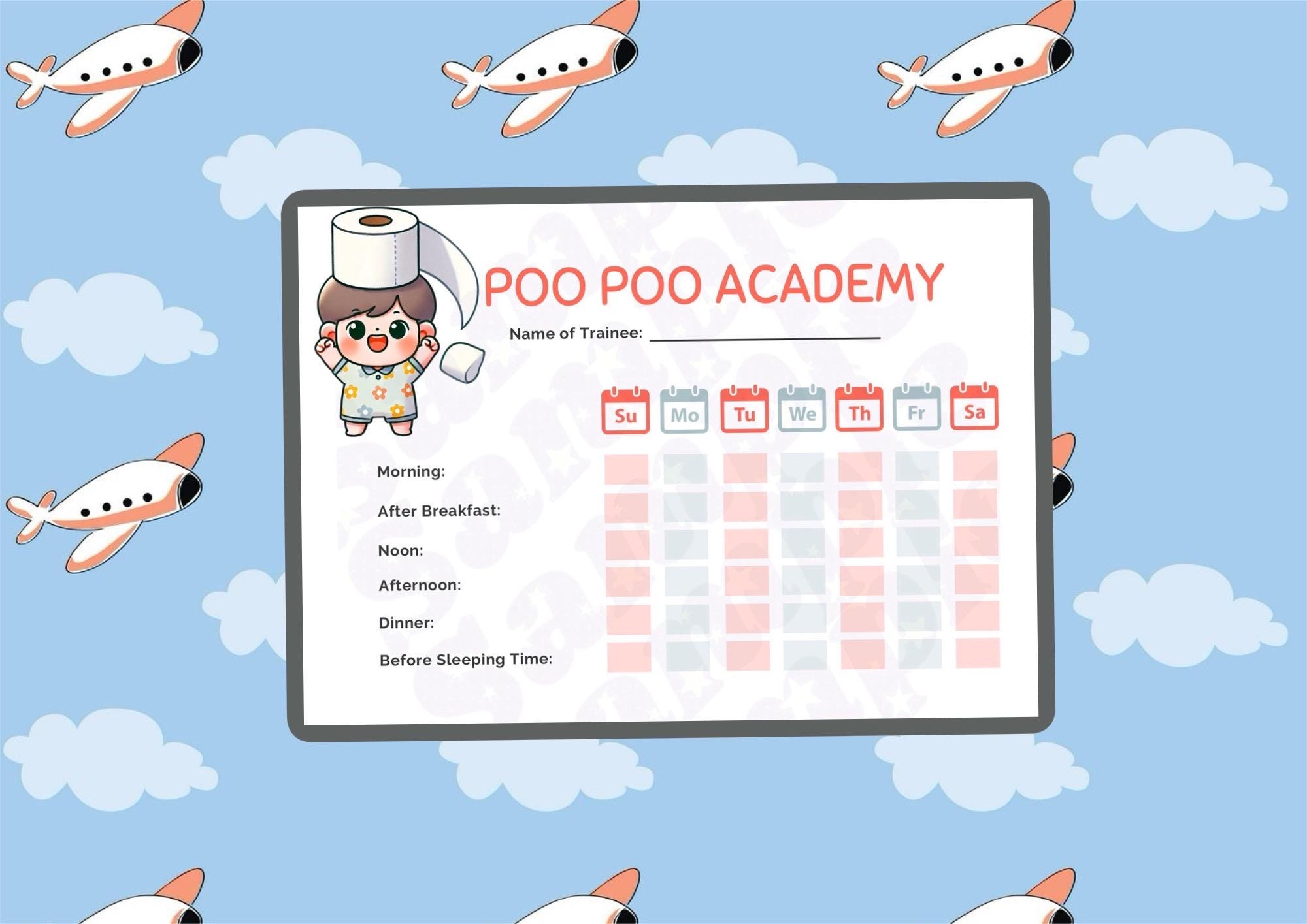 Potty Time Chart Printable Potty Training Schedule for Kids Potty ...