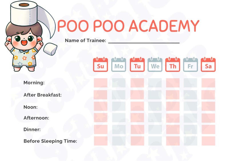 Potty Time Chart Printable Potty Training Schedule for Kids Potty ...
