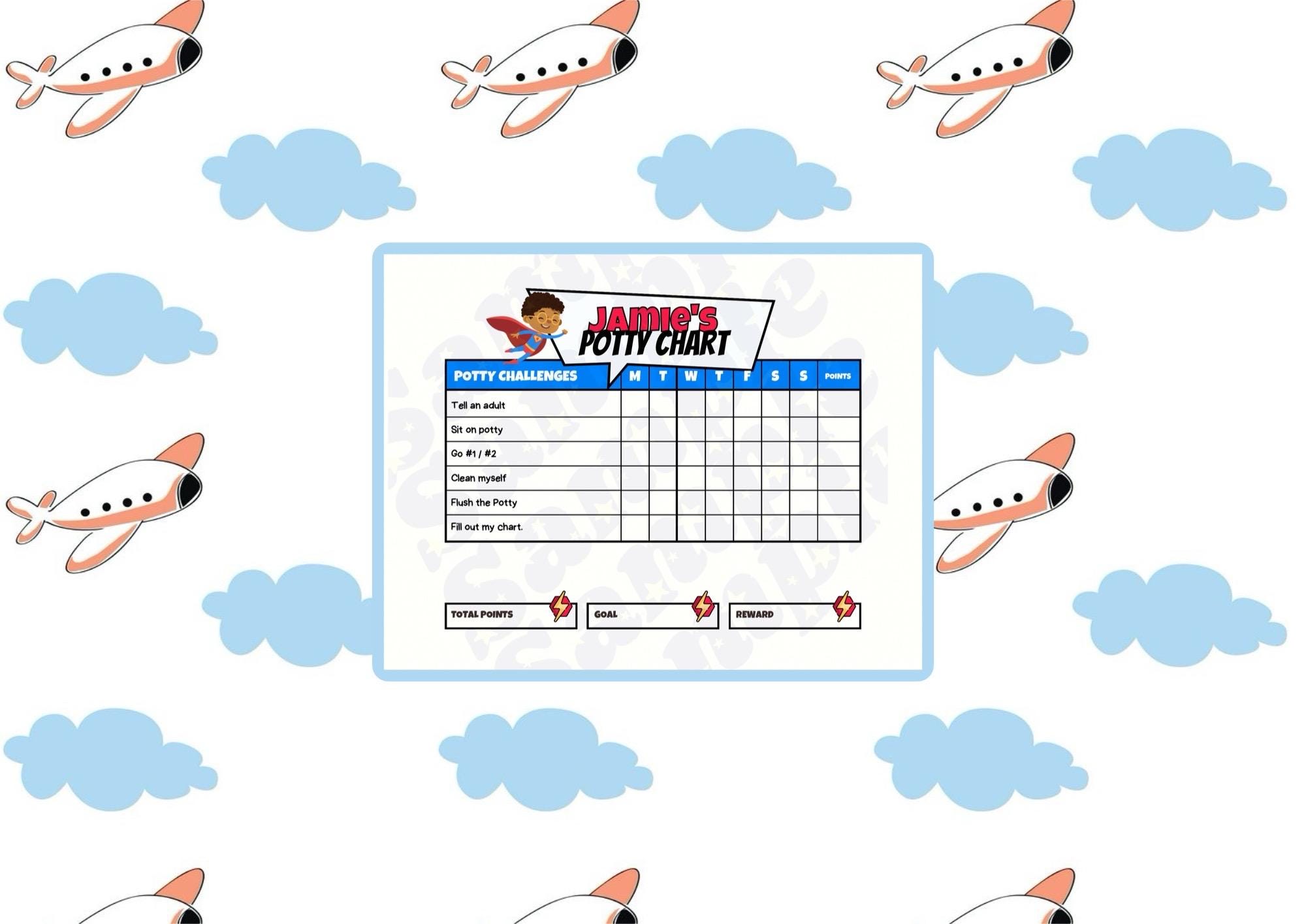 Editable Potty Training Chart for Kids Superhero-themed Printable ...