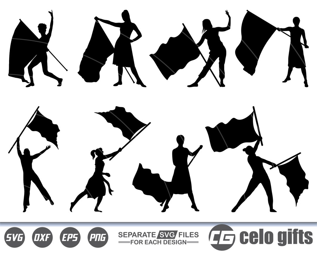 Color Guard Flags SVG, Marching Band Flag Vector, Cricut File, Clipart ...