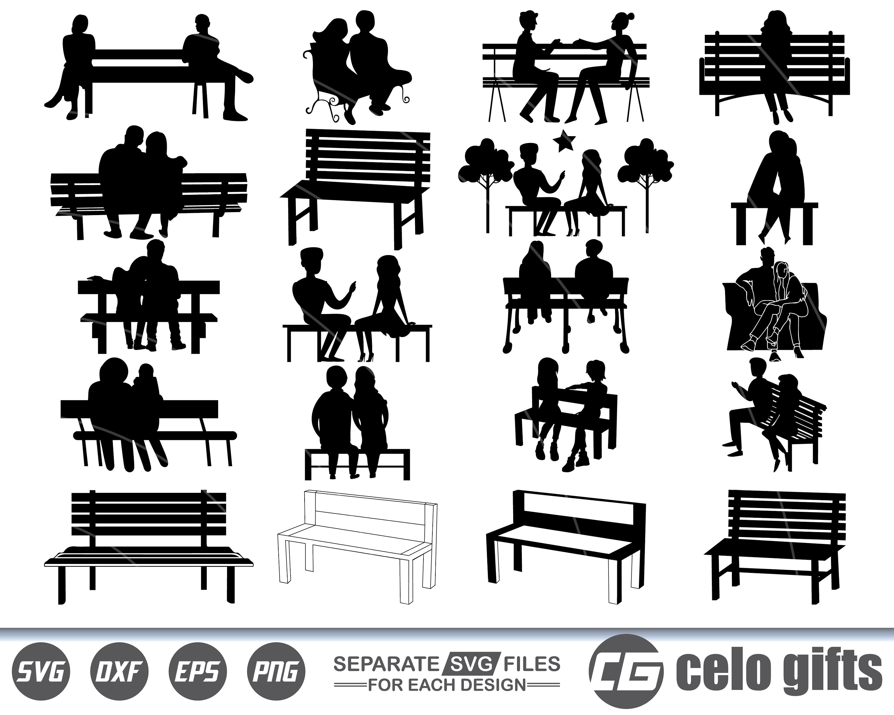 Couple on A Bench SVG, Couple on A Bench Vector, Cricut File, Clipart ...