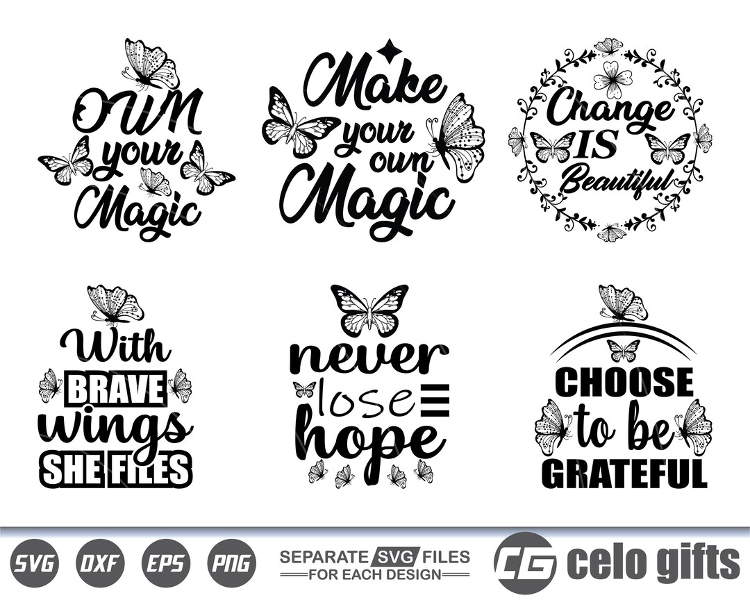Butterfly Quotes SVG, Butterfly Quotes Vector, Cricut File, Clipart ...