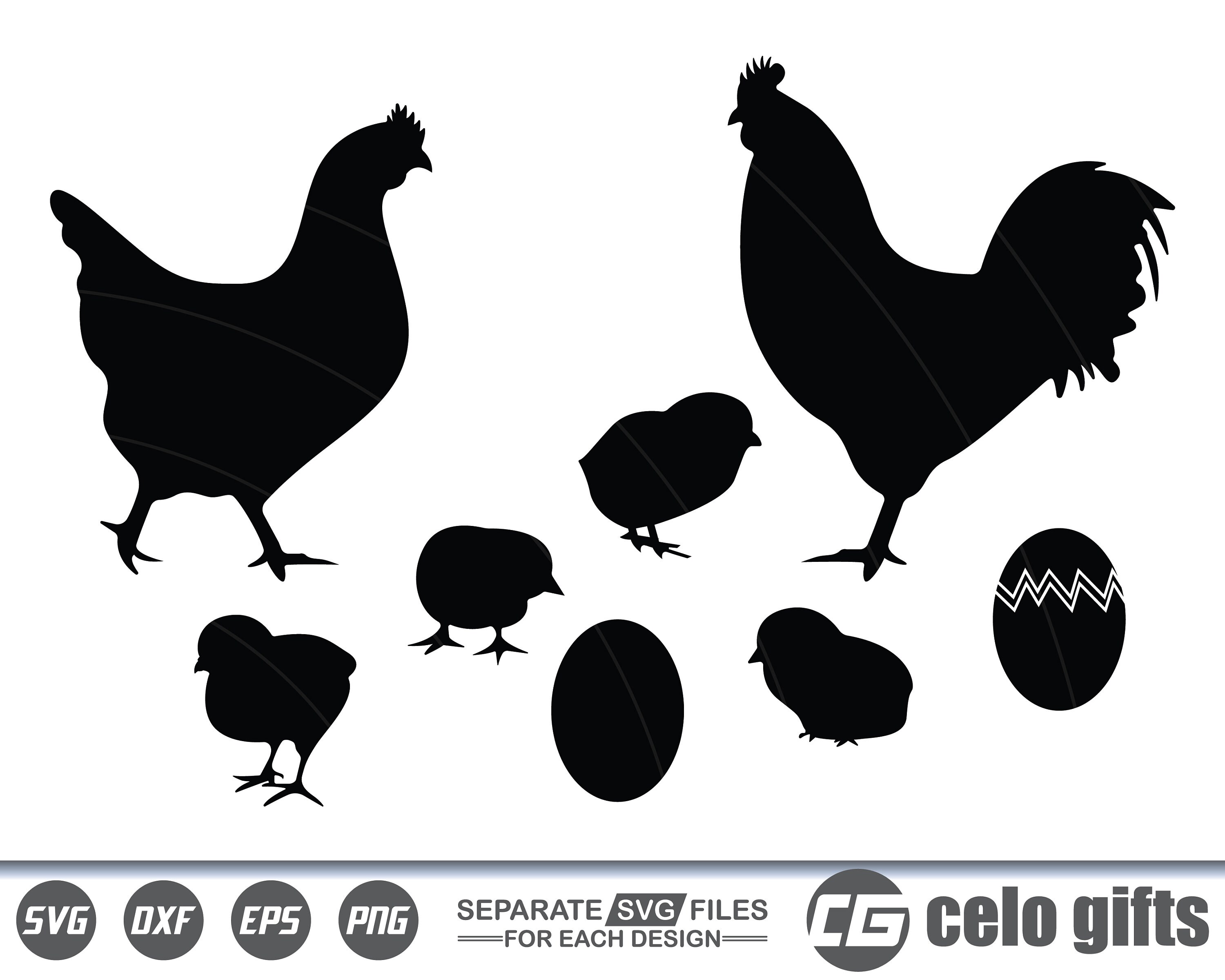 Chickens SVG, Chickens Vector, Cricut File, Clipart, Silhouette ...