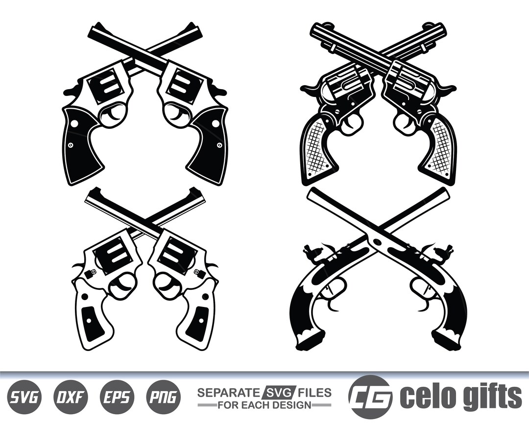 Crossed Pistols SVG, Crossed Pistols Vector, Cricut File, Clipart ...