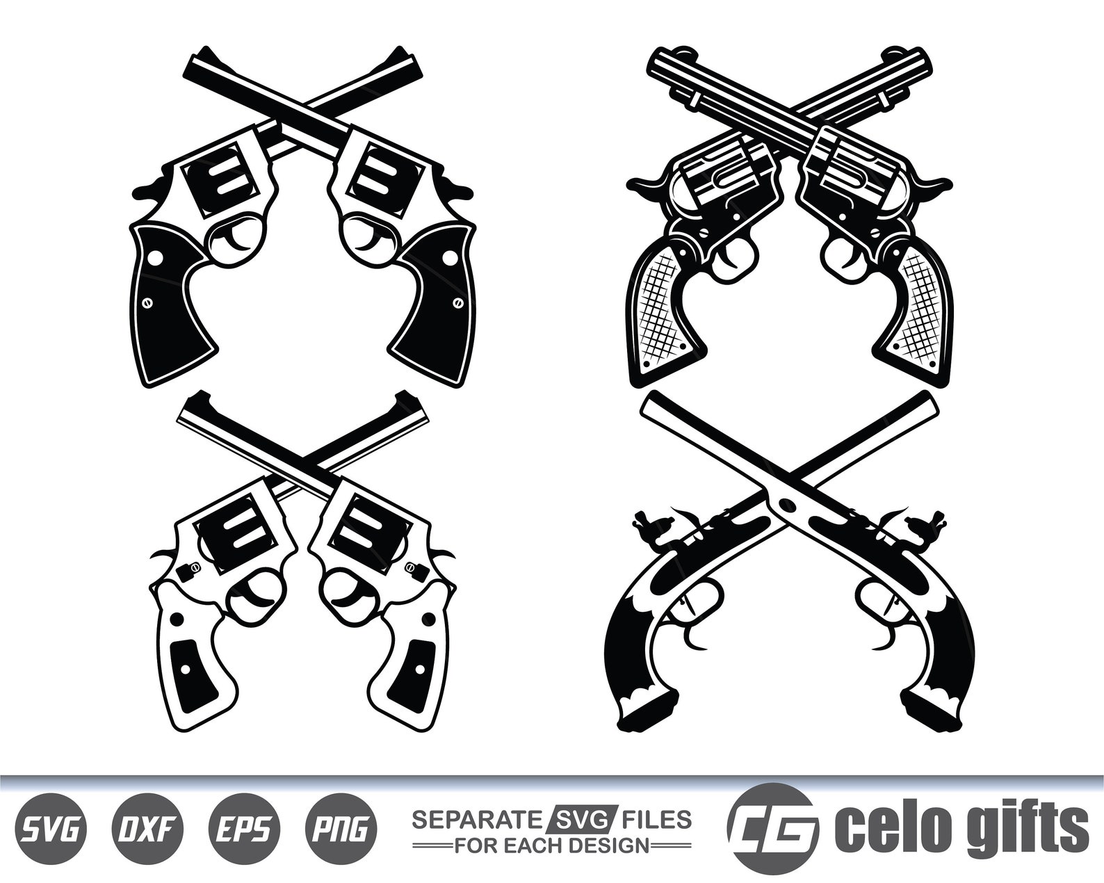 Crossed Pistols SVG, Crossed Pistols Vector, Cricut File, Clipart ...