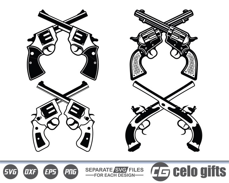 Crossed Pistols SVG, Crossed Pistols Vector, Cricut File, Clipart ...