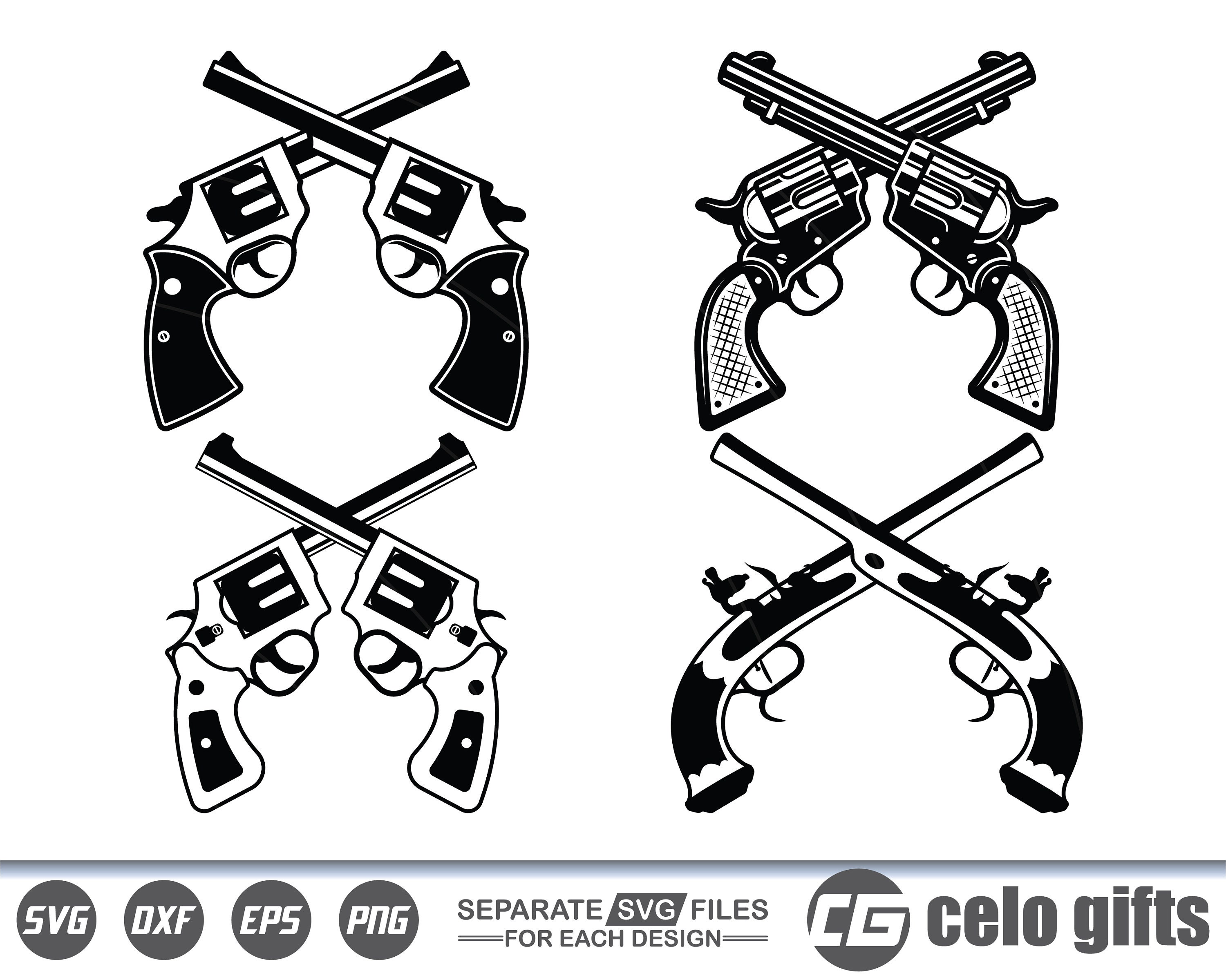 Crossed Pistols SVG, Crossed Pistols Vector, Cricut File, Clipart ...