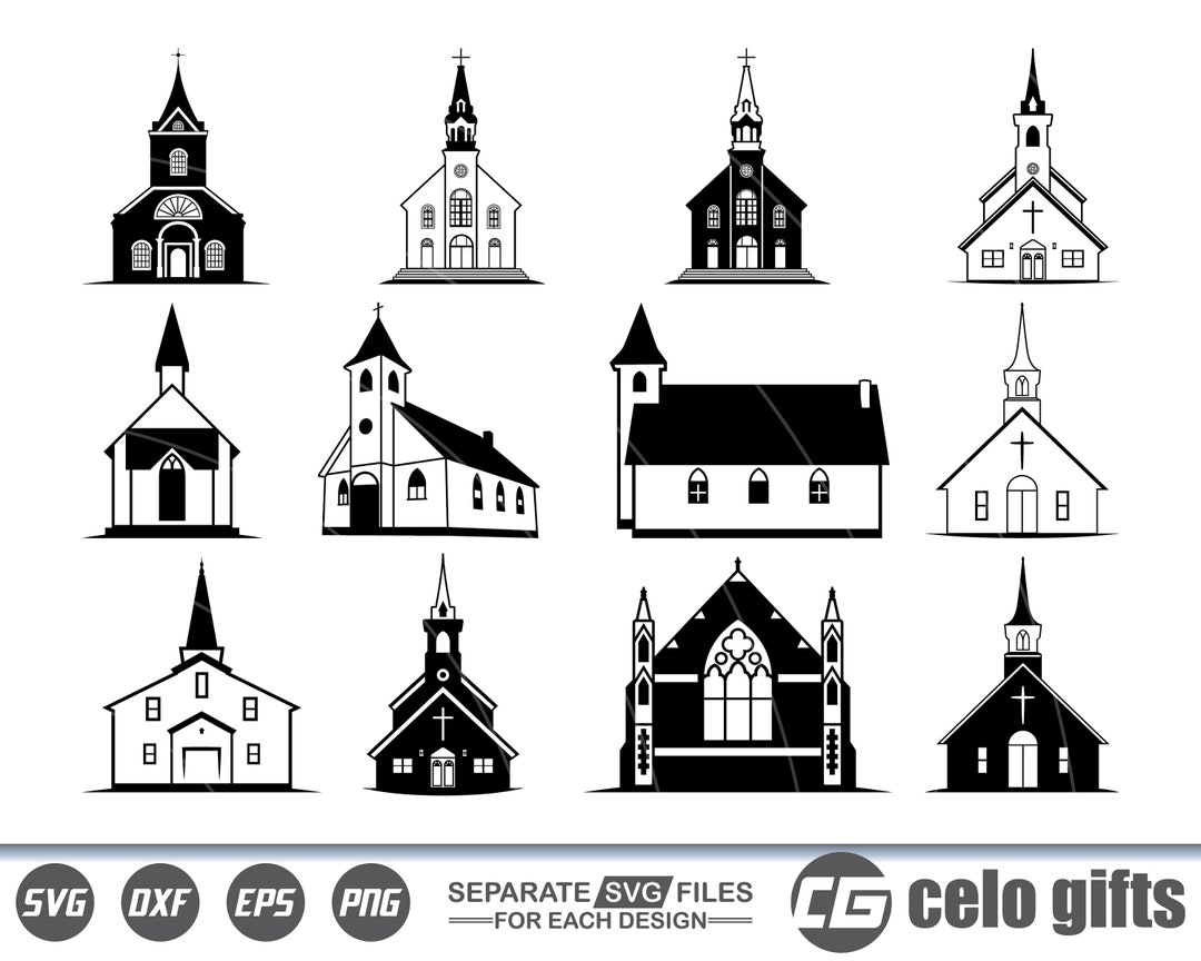 Church SVG, Church Vector, Cricut File, Clipart, Silhouette, Cuttable ...