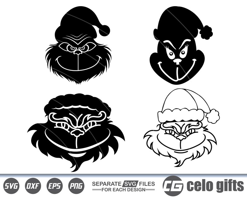 Grinch Face SVG, Grinch Face Vector, Cricut File, Clipart, Silhouette ...