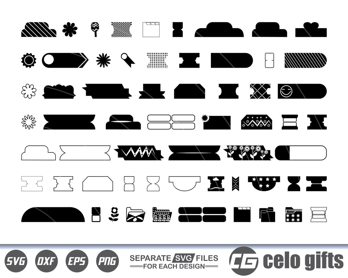 Journal Tabs SVG, Journal Tabs Vector, Cricut File, Clipart, Silhouette ...