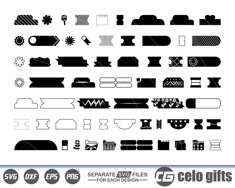 Journal Tabs SVG, Journal Tabs Vector, Cricut File, Clipart, Silhouette ...