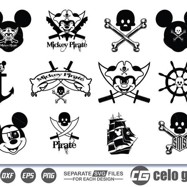 Mickey Pirate Svg - Etsy