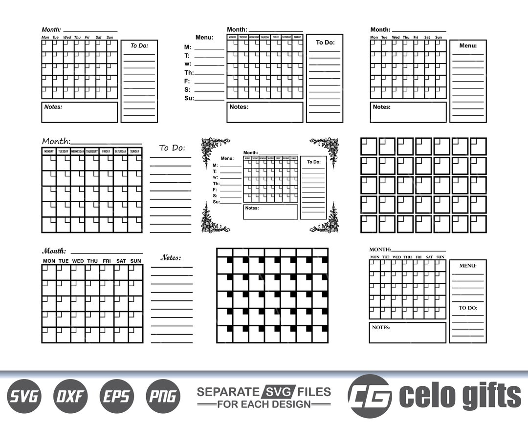 Calendar SVG, Calendar Vector, Cricut File, Clipart, Silhouette ...