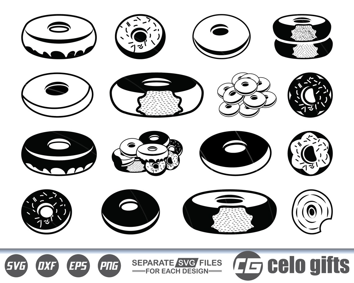 Donut-outline SVG, Donut-outline Vector, Cricut File, Clipart ...