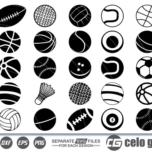 Sports Balls Svg - Etsy