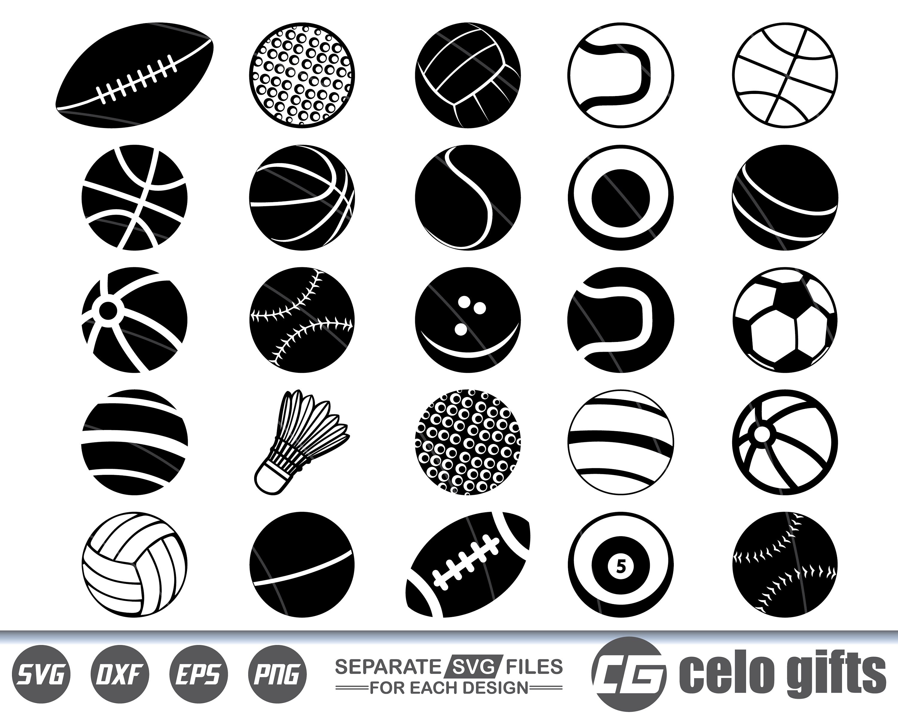Sports Balls SVG, Sports Balls Vector, Cricut File, Clipart, Silhouette ...