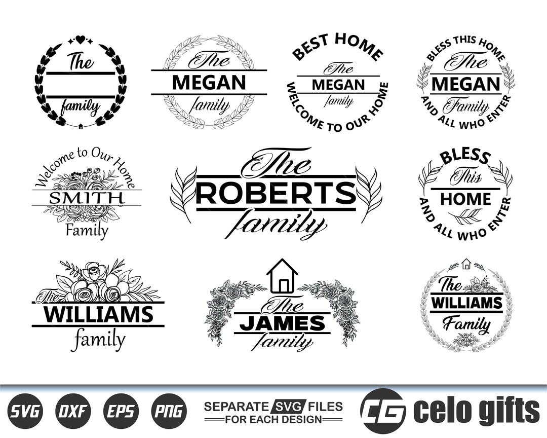Family Name Monogram SVG, Family Monagram Vector, Cricut File, Clipart ...