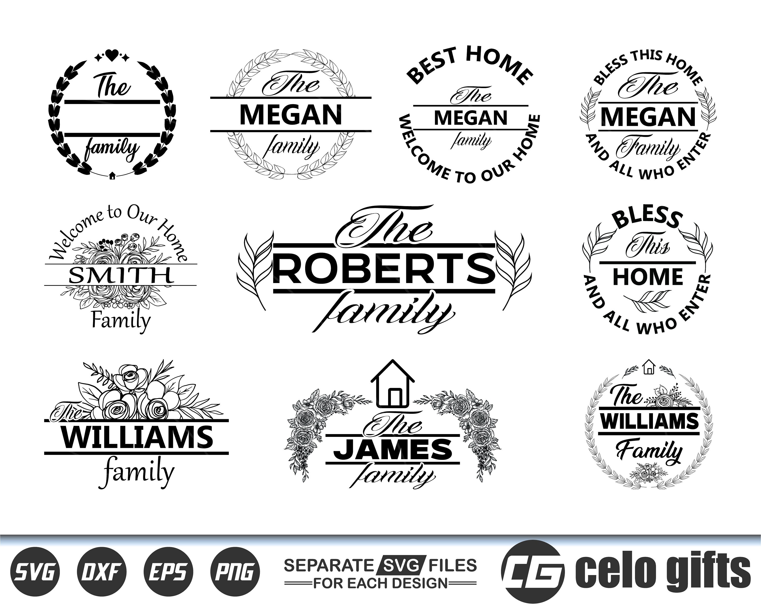 Family Name Monogram SVG, Family Monagram Vector, Cricut File, Clipart ...