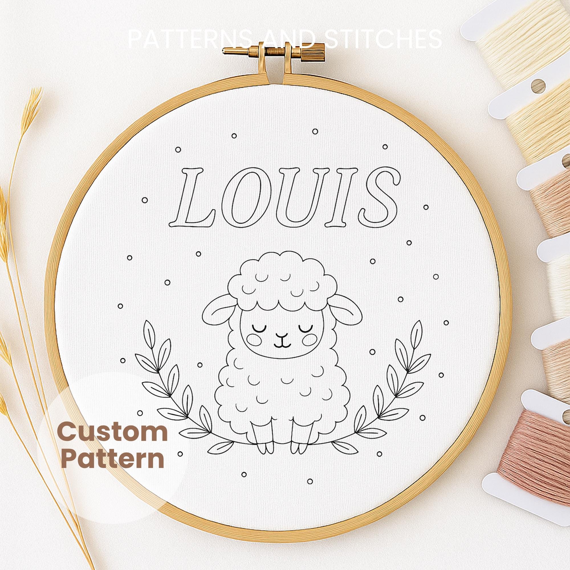 Custom Baby Name Embroidery Pattern: Sheep Nursery Decor (digital ...