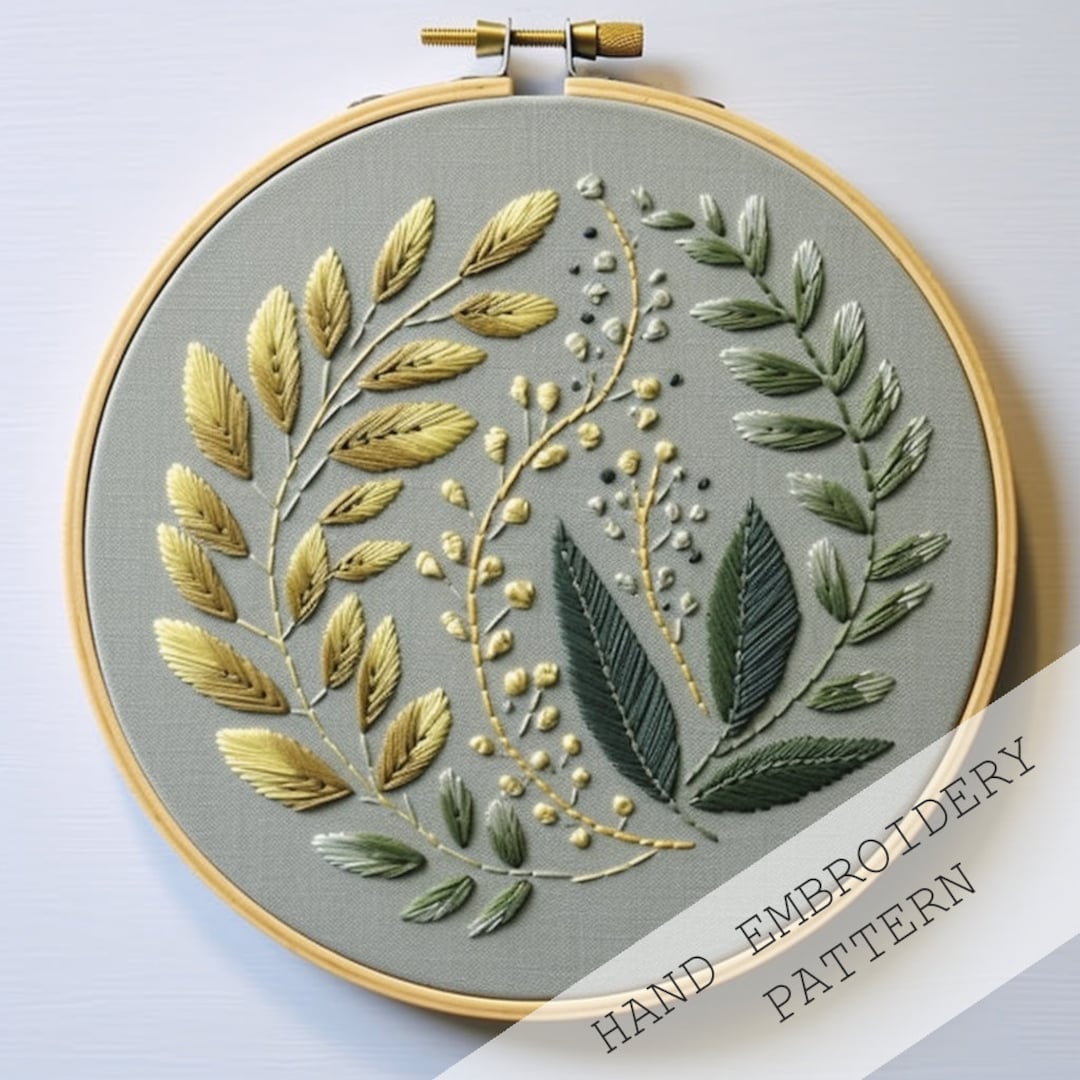 Botanical Leaves Embroidery Pattern: Easy DIY Hoop Art (digital ...