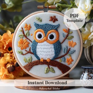 Cute Owl Set, Owl Embroidery Pattern, Hand Embroidery, PDF Pattern ...